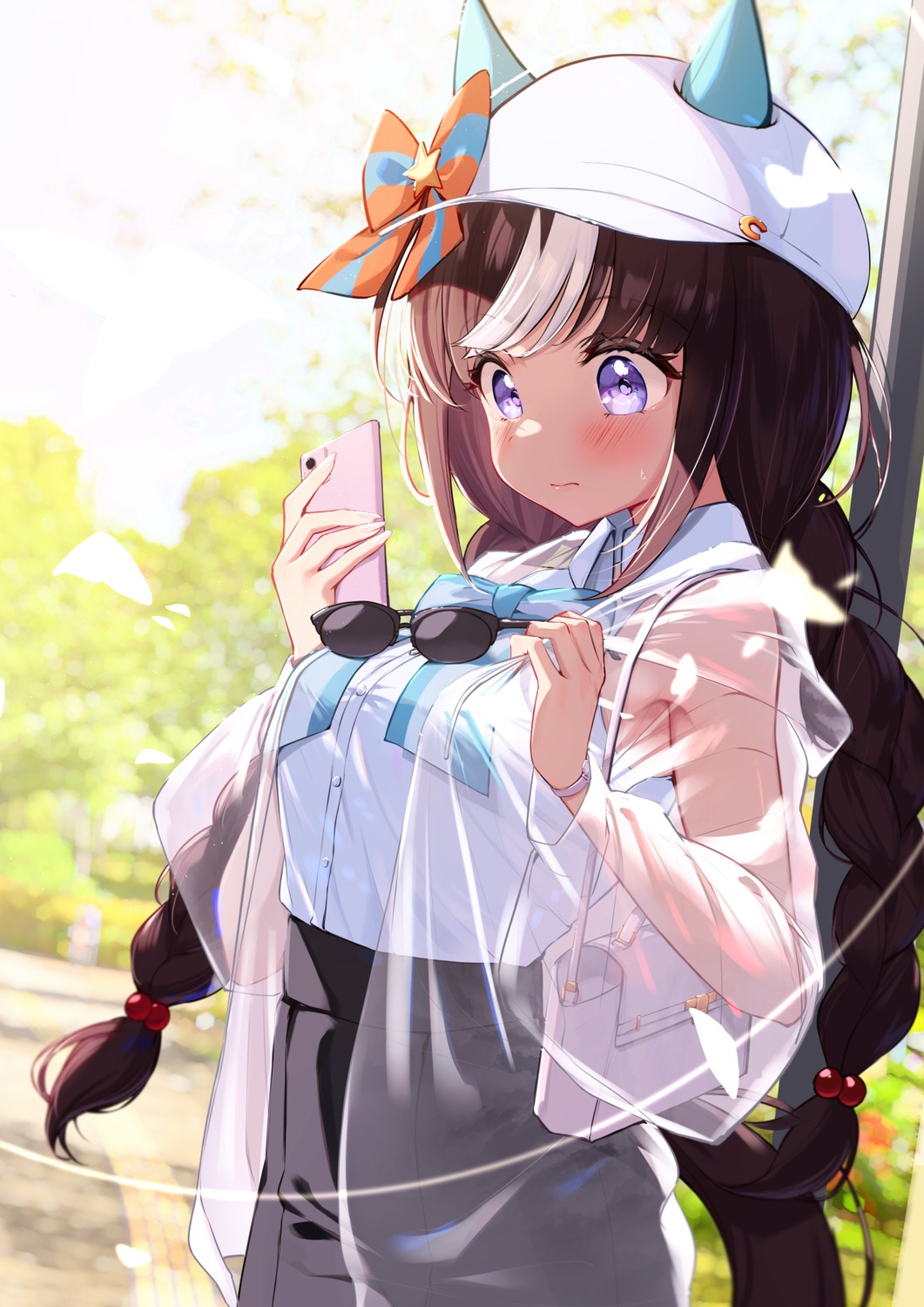 saboten mushi uma musume pretty derby hokko tarumae (umamusume) animal ears megane see through ...